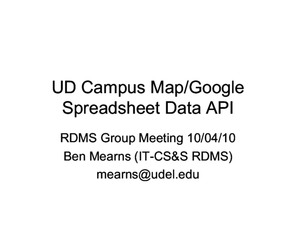 (PPT) The UD Map/Google Spreadsheet Data API