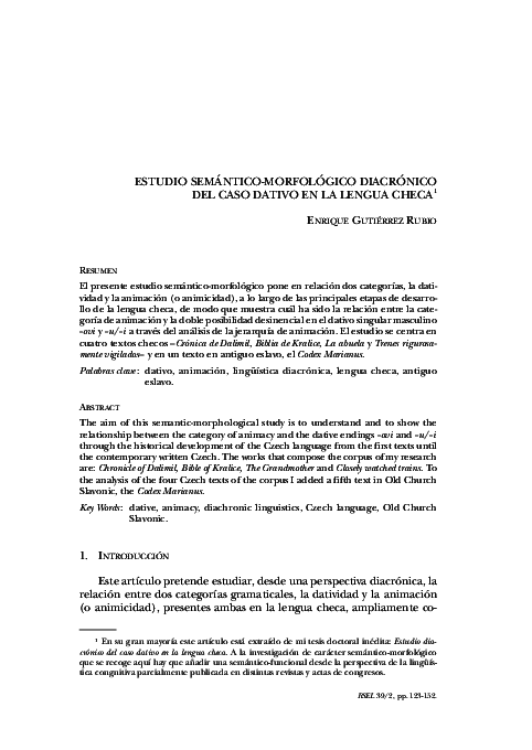 (PDF) Estudio semántico-morfológico diacrónico del caso Dativo en la ...