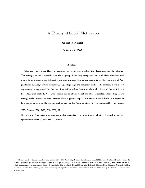 (PDF) A Theory of Social Motivation