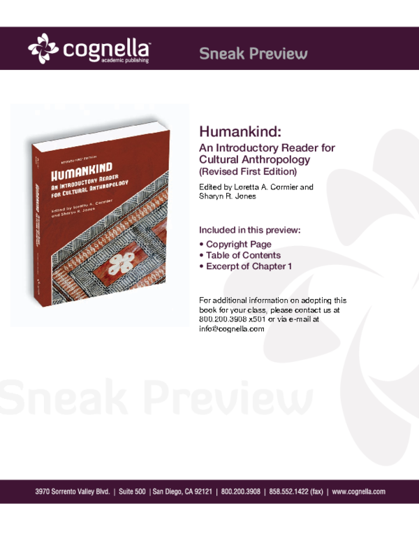 (PDF) Humankind: An Introductory Reader for Cultural Anthropology