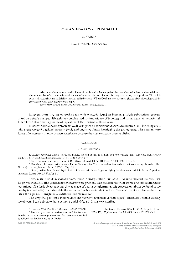 (PDF) Roman mortaria from Salla