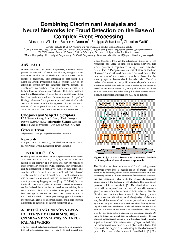 (PDF) Combining Discriminant Analysis and Neural Networks for Fraud Detection on the Base of ...