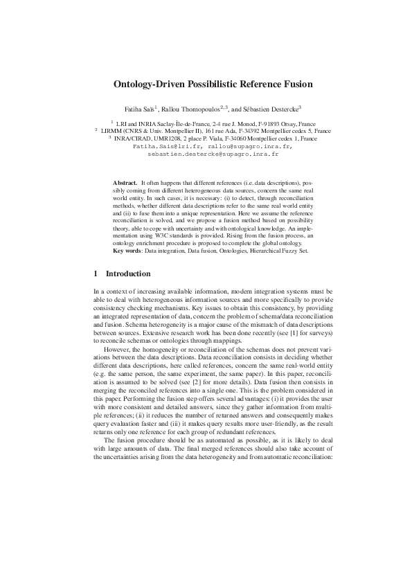 (PDF) Ontology-driven possibilistic reference fusion