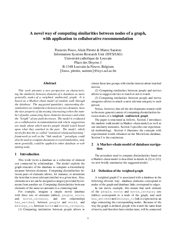 Pdf A Novel Way Of Computing Similarities Between Nodes Of A Graph With Application To 