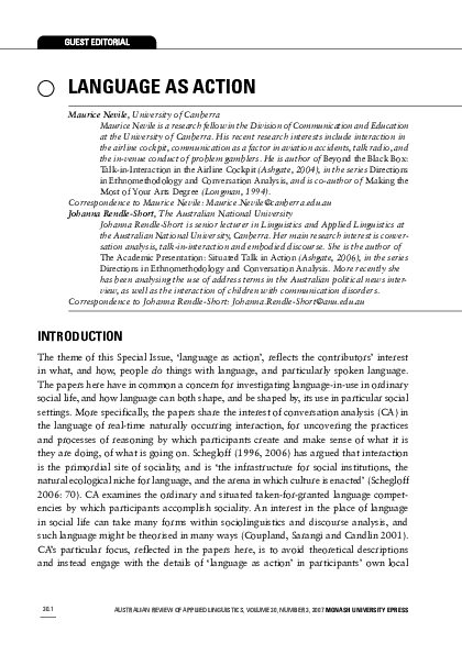 (PDF) Language as action