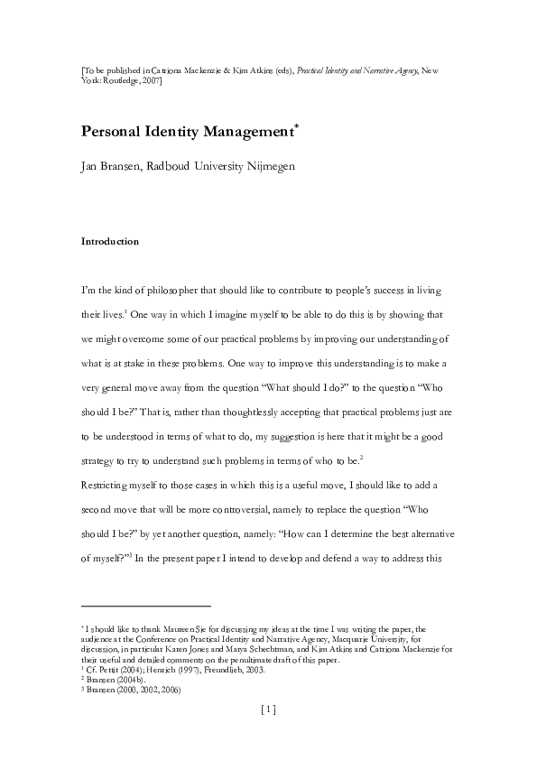 (PDF) 5 Personal Identity Management