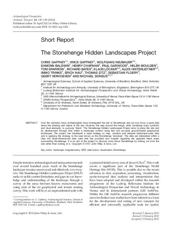 (PDF) The Stonehenge Hidden Landscapes Project