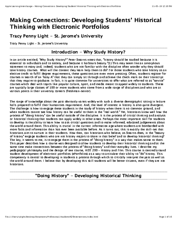 (PDF) Making Connections: Developing Students' Historical Thinking with ...