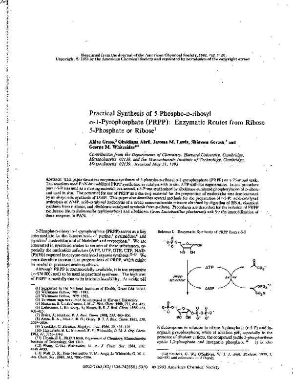 (PDF) Practical synthesis of 5-phospho-D-ribosyl. alpha.-1 ...