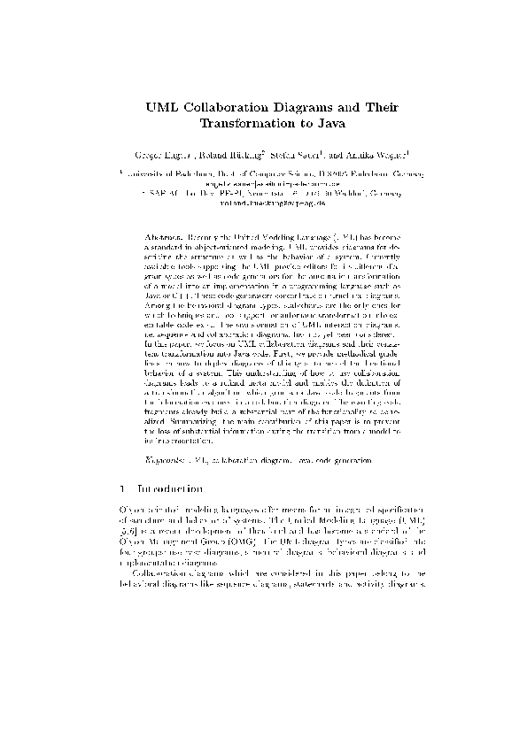 (PDF) UML collaboration diagrams and their transformation to Java