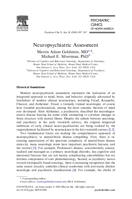 (PDF) Neuropsychiatric assessment.