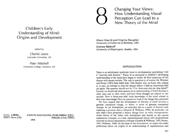 (PDF) Children's early understanding of mind: Origins and development