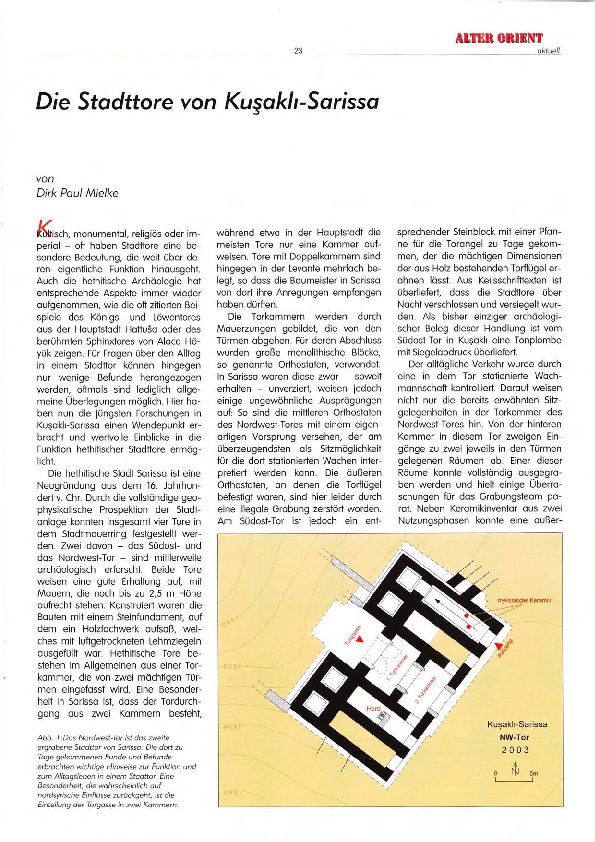 (PDF) D. P. Mielke, Die Stadttore von Kuşaklı-Sarissa