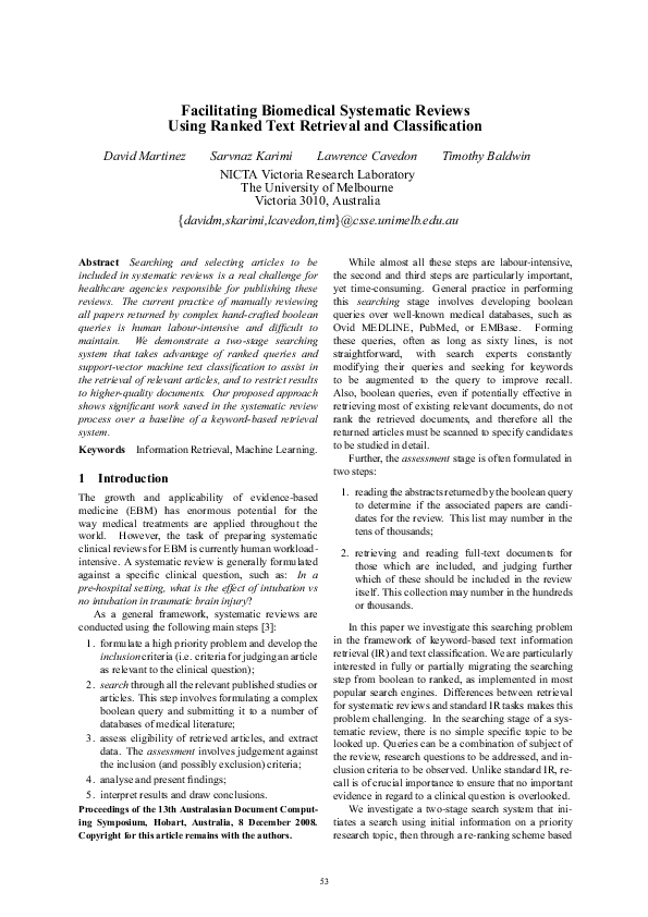 (PDF) Facilitating biomedical systematic reviews using ranked text ...