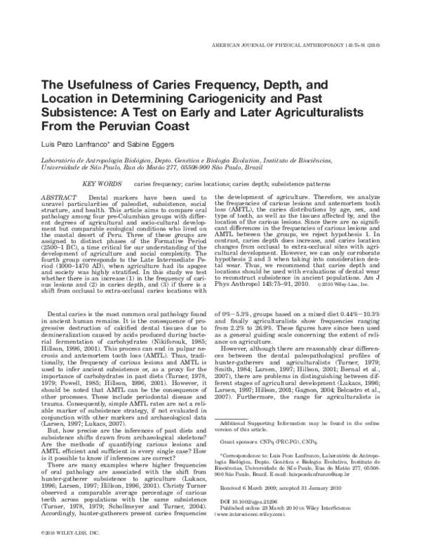 (PDF) The Usefulness of Caries Frequency, Depth, and Location in ...