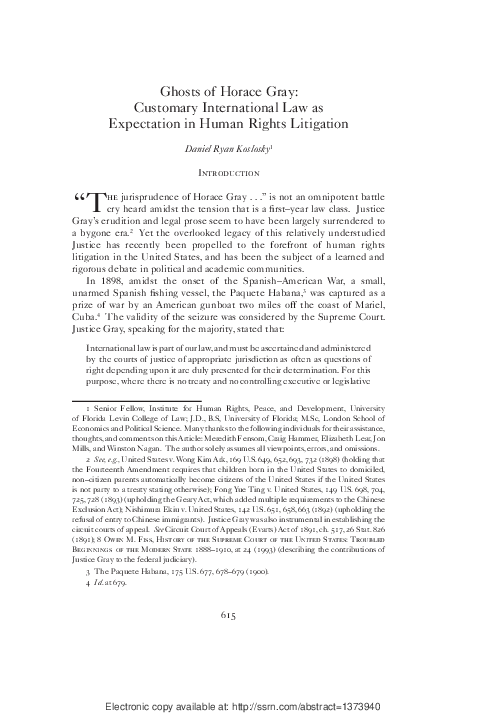 (PDF) Ghosts of Horace Gray: Customary International Law as Expectation ...