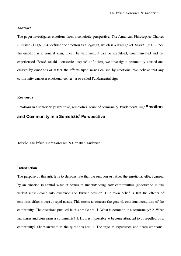 Emotion and Community in a Semeiotic Perspective