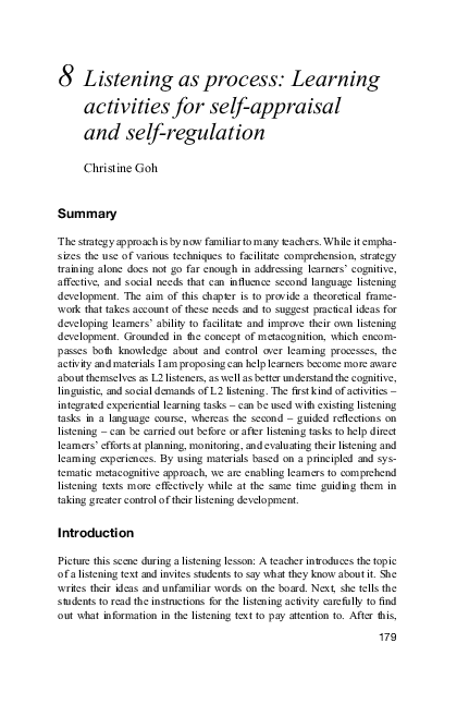 (PDF) 8 Listening as process: Learning activities for self-appraisal ...