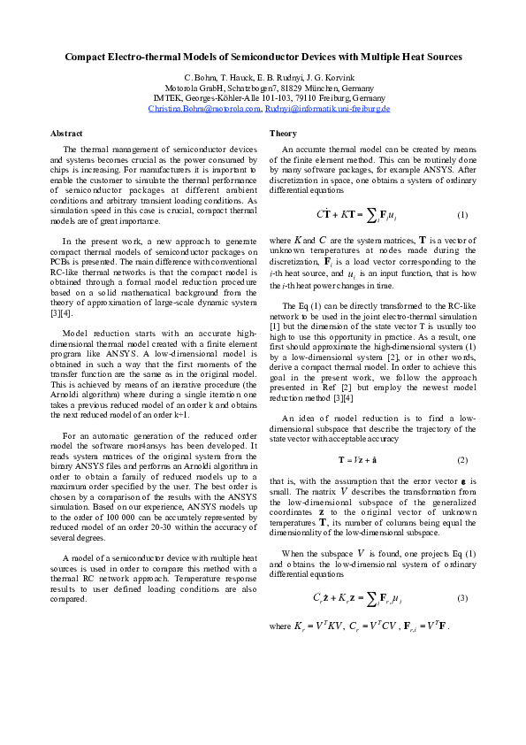 (PDF) Compact electro-thermal models of semiconductor devices with ...