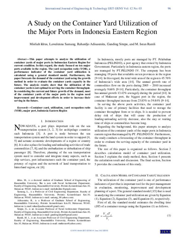 (PDF) A Study on the Container Yard Utilization of the Major Ports in ...
