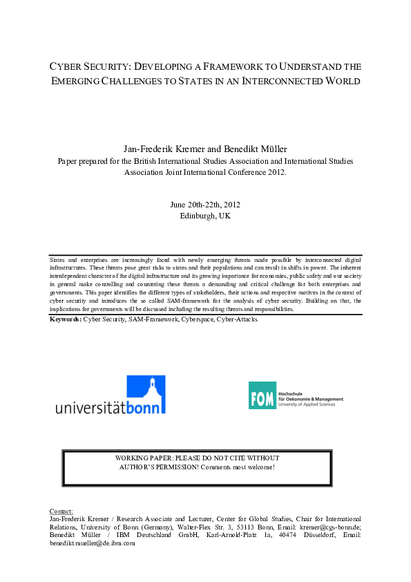 (PDF) CYBER SECURITY: DEVELOPING A FRAMEWORK TO UNDERSTAND THE EMERGING ...