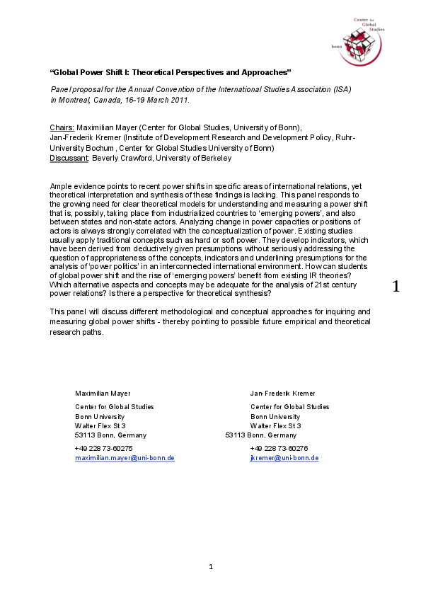 (PDF) “Global Power Shift: Theoretical Perspectives and Approaches”