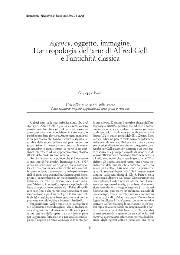 (PDF) Agency, oggetto, immagine. L'antropologia dell'arte di Alfred ...