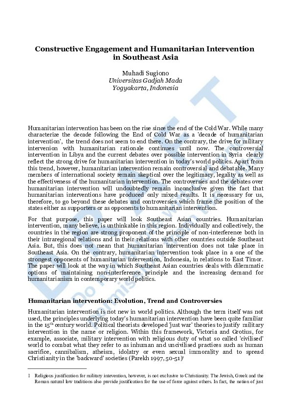 (PDF) Constructive Engagement and Humanitarian Intervention in ...