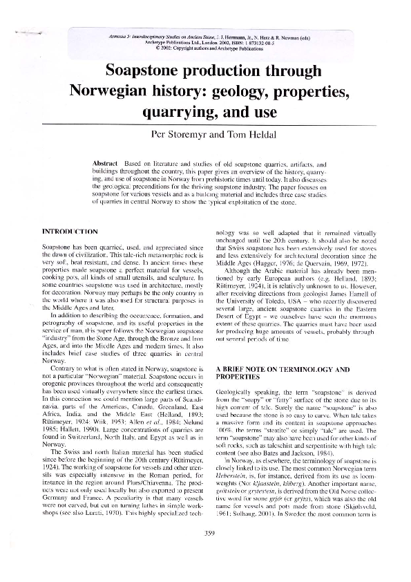 (PDF) Soapstone production through Norwegian history: Geology ...