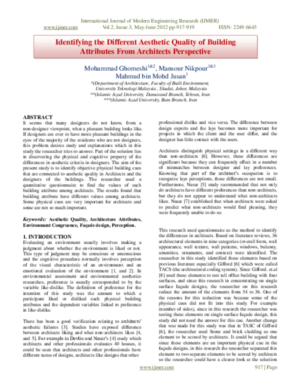 (PDF) Identifying the Different Aesthetic Quality of Building ...