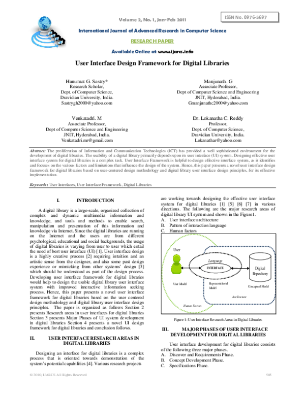 (PDF) User Interface Design Framework for Digital Libraries (PDF) User Interface Design Framework for Digital Libraries