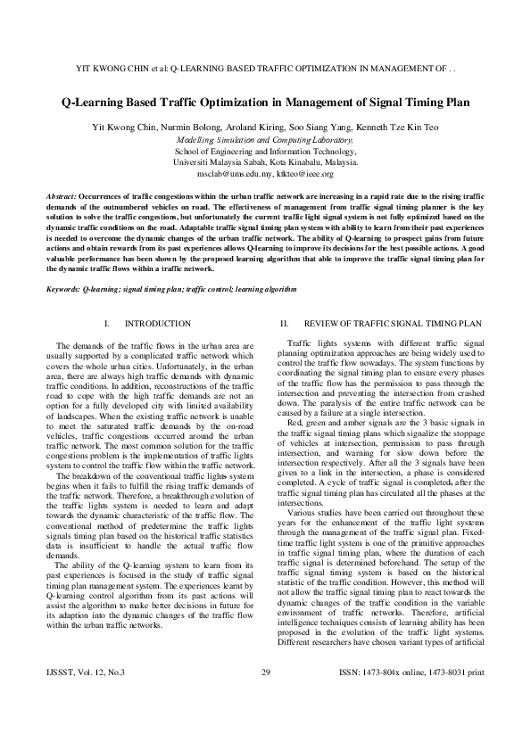 (PDF) Q-Learning based Traffic Optimization in Management of Signal ...