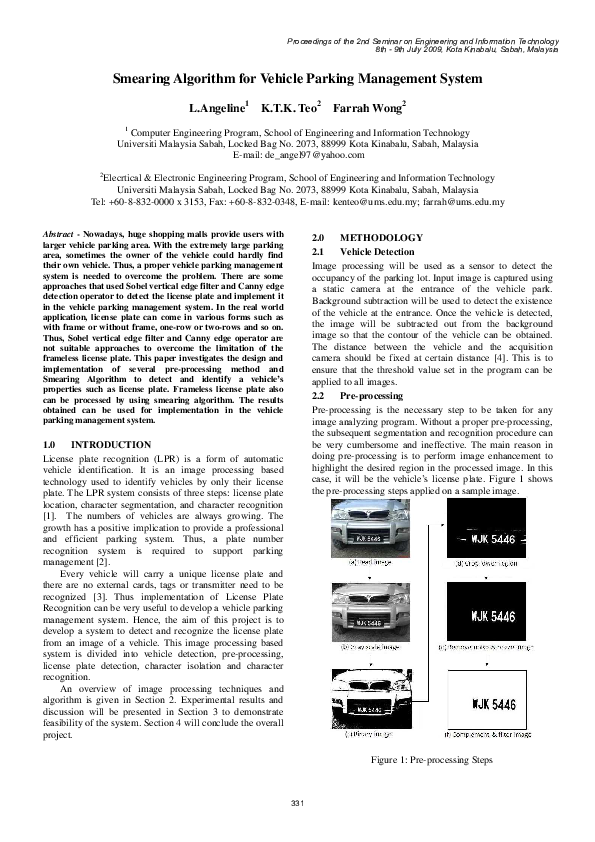 (PDF) Smearing Algorithm For Vehicle Parking System