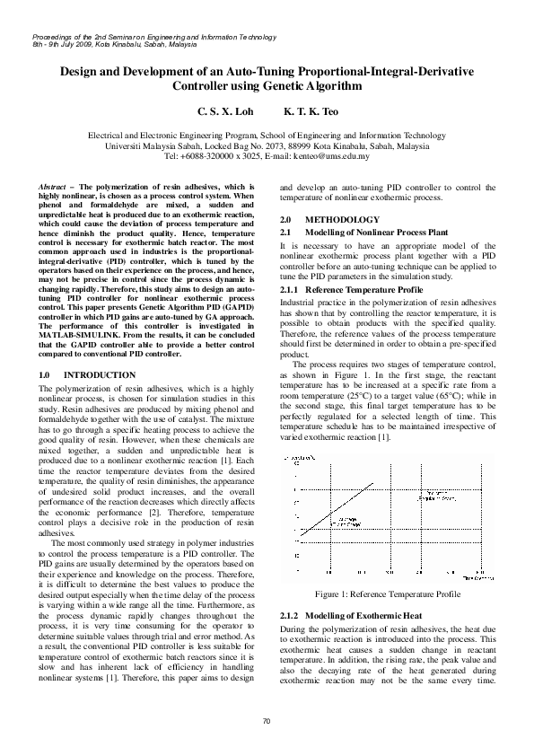Pdf Design And Development Of An Auto Tuning Proportional Integral Derivative Controller Using
