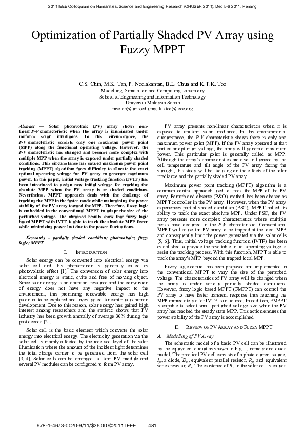 Pdf Fuzzy Mppt For Partially Shaded Pv Arrays