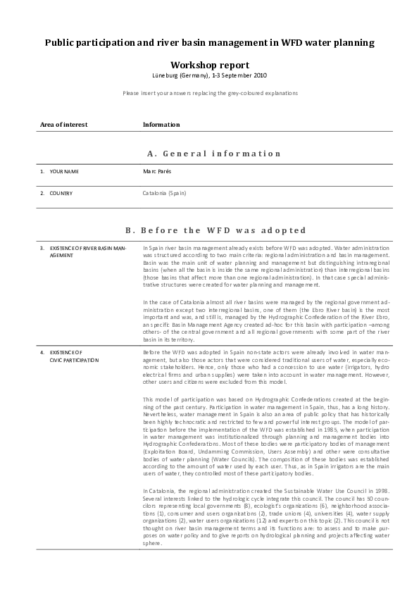 (PDF) Public participation and river basin management in WFD water ...
