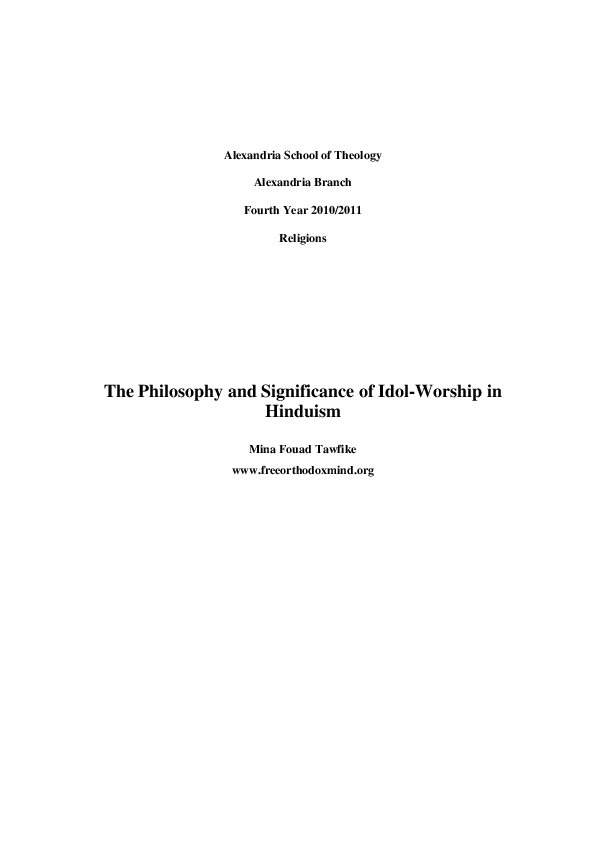 (PDF) The Philosophy and Significance of Idol-Worship in Hinduism