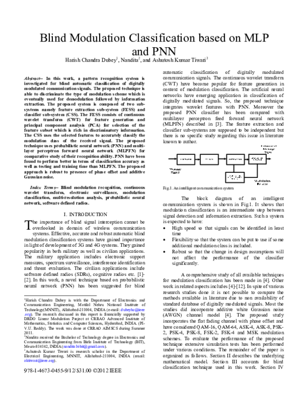 (PDF) Blind Modulation Classification based on MLP and PNN ... (PDF) Blind Modulation Classification based on MLP and PNN ...