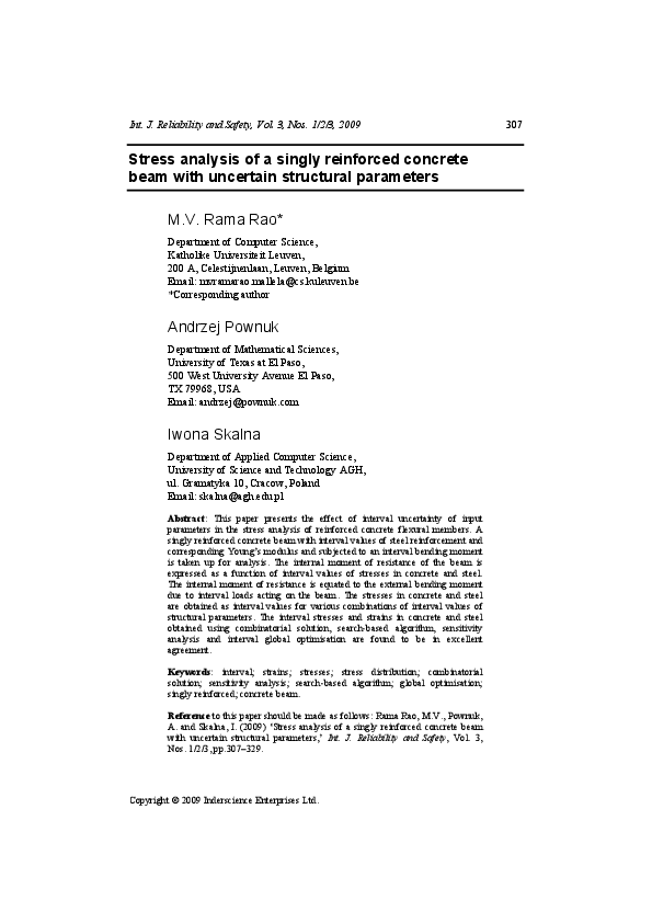 (PDF) Stress analysis of a singly reinforced concrete beam with uncertain structural parameters