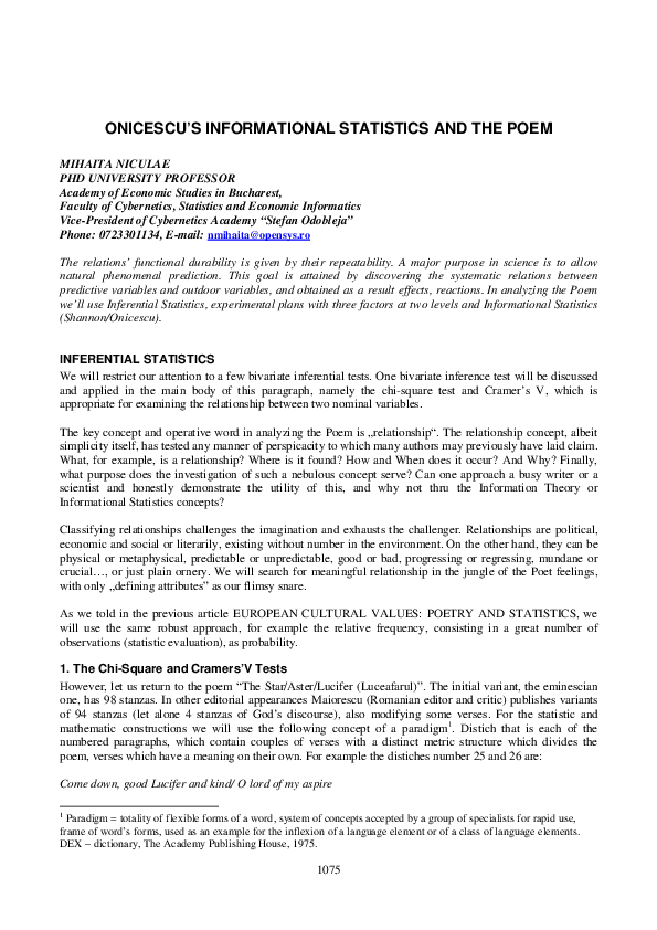 (PDF) INFERENTIAL STATISTICS AND THE POEM