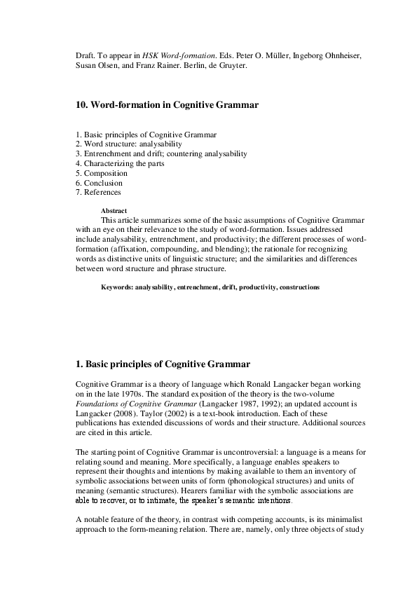 Doc Word Formation In Cognitive Grammar