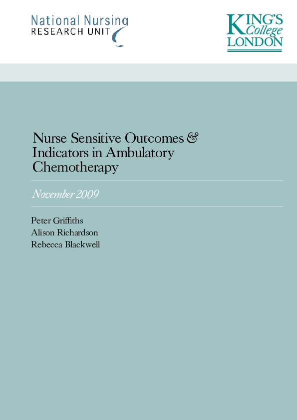 (PDF) Nurse Sensitive Outcomes & indicators in Ambulatory Chemotherapy