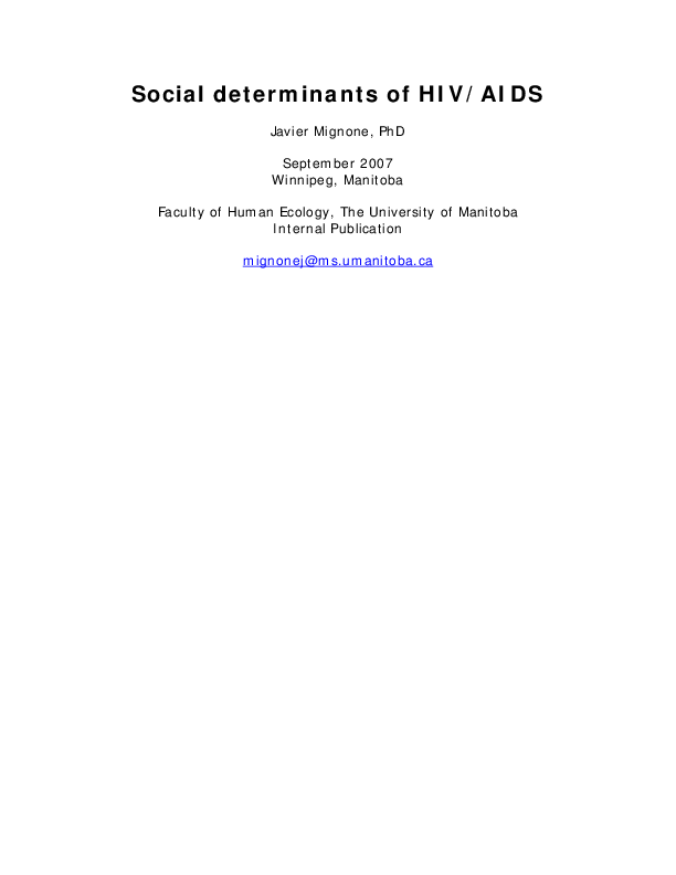 Pdf Social Determinants Of Hiv Aids Javier Mignone