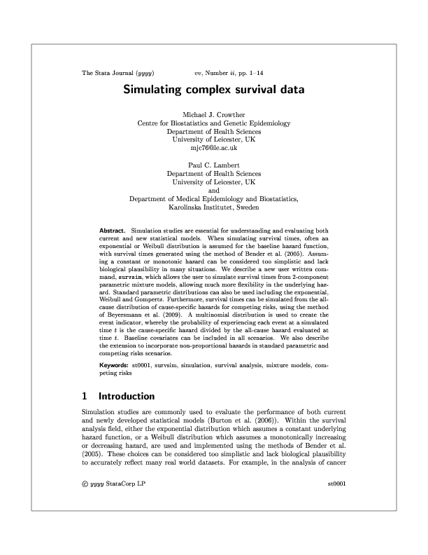 (PDF) Simulating complex survival data