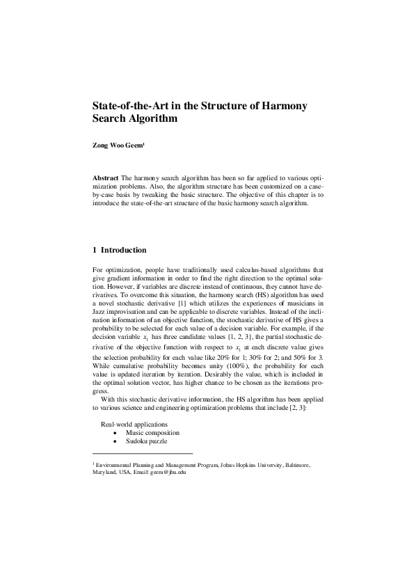 (PDF) State-of-the-Art in the Structure of Harmony Search Algorithm
