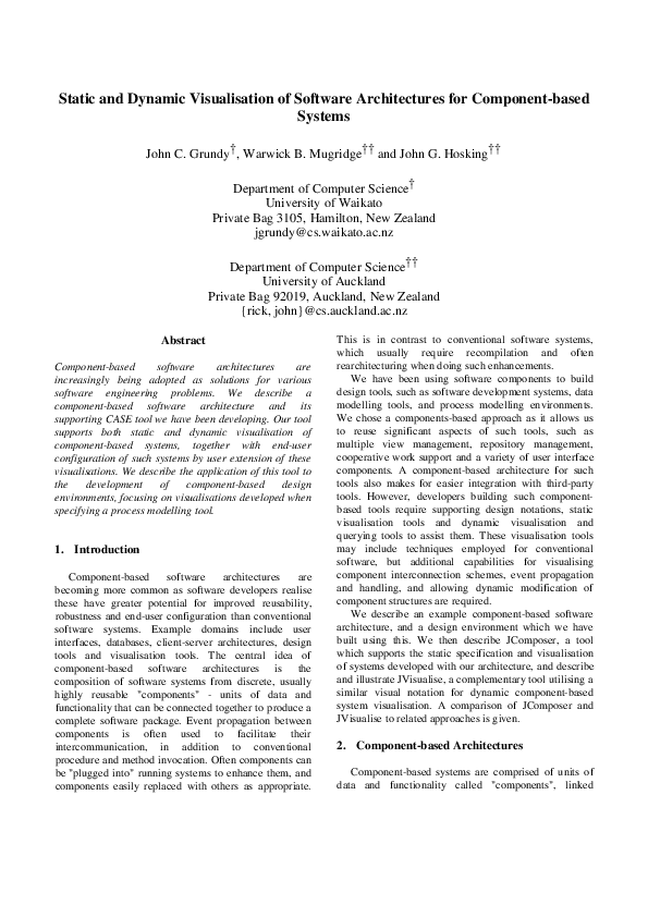 (PDF) Static and dynamic visualisation of software architectures for component-based systems