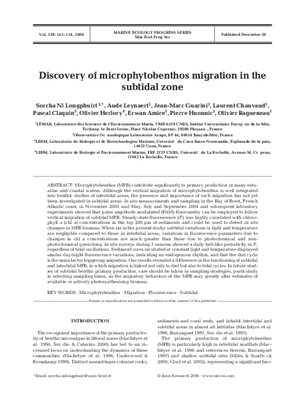(PDF) Discovery of microphytobenthos migration in the subtidal zone