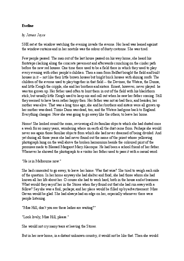 "Eveline" Çeviri, James Joyce