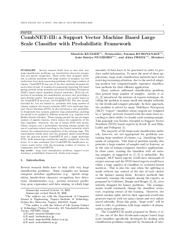 (PDF) CombNET-III: a Support Vector Machine Based Large Scale Classifier with Probabilistic ...