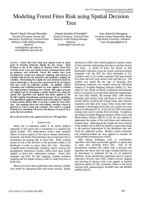 (PDF) Modeling forest fires risk using spatial decision tree